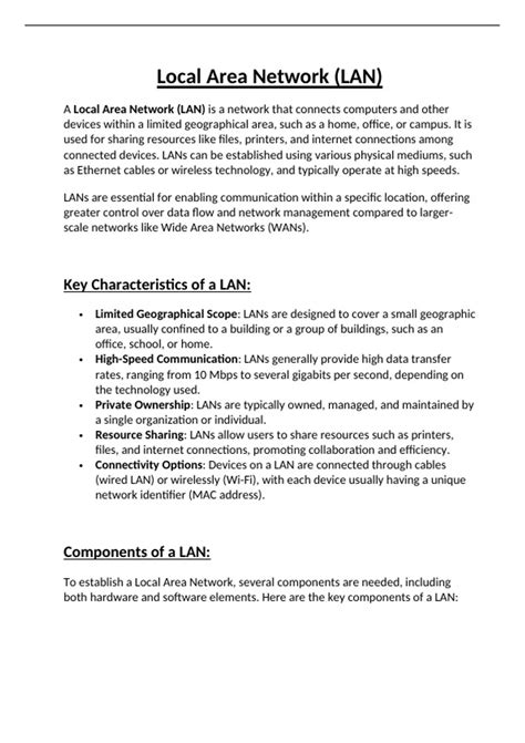 Local Area Network Lan Architecture Setup And Applications