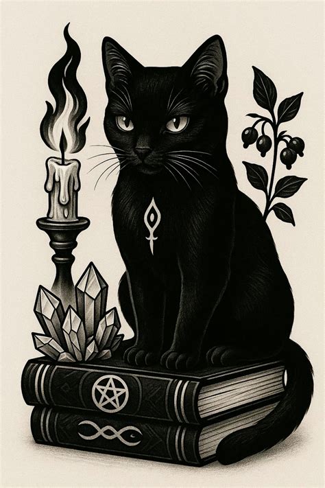 Gothic Cat In 2025 Black Cat Tattoos Black Cat Art Cat Tattoo