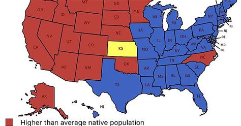 Percentage Native American Population Of Each Us State Compared To