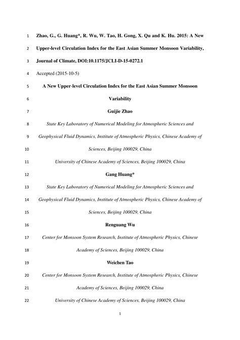 Pdf A New Upper Level Circulation Index For The East Asian Summer Monsoon Variability