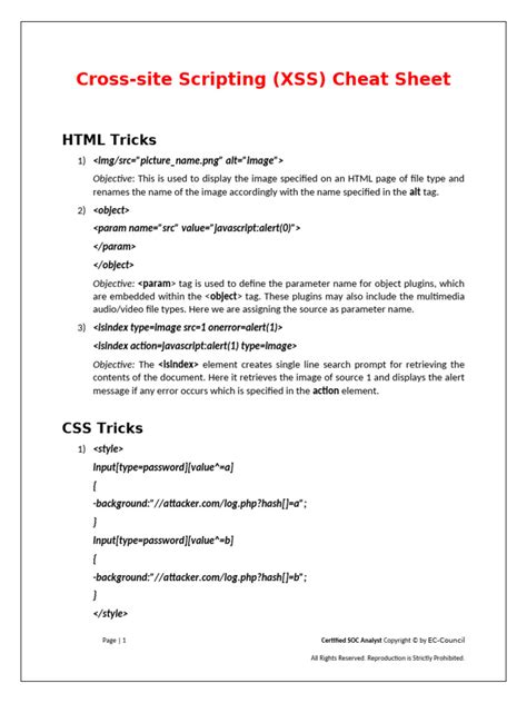 Cross Site Scripting Xss Cheat Sheet Pdf World Wide Web