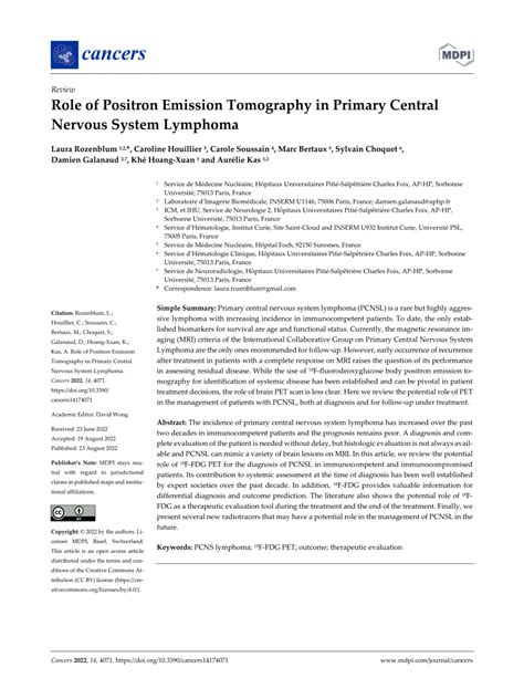 Pdf Role Of Positron Emission Tomography In Primary Central Nervous System Lymphoma
