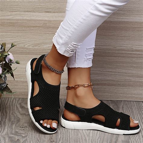Honeeladyy Summer Ladies Sandals Breathable Elastic Webbing Platform