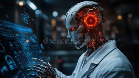 Robot Analyzing Holographic Interface Lab Stock Photos - Free & Royalty ...