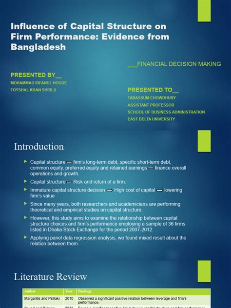 Fdm Presentation Pdf Capital Structure Linear Regression