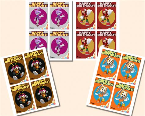 Sonic Birthday Card Bundle Printable Sonic Birthday Greeting Etsy