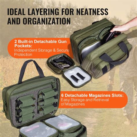 Vevor Range Bag For 2 Pistols Tactical Gun Bag 2 Built In Pistol Bags