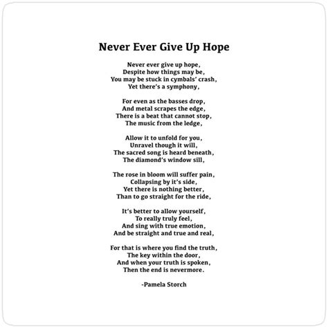 Never Ever Give Up Hope Poem By Pamela Storch Sticker Turning Poems