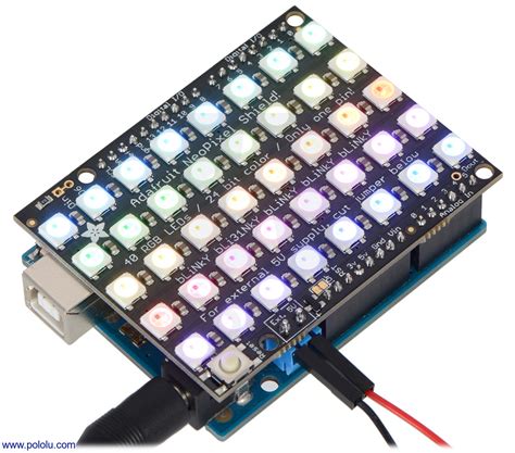 Pololu Adafruit Neopixel Shield With Leds Lit Assembled And