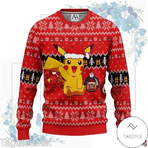 Pokemon Pikachu Hello Christmas Red Ugly Christmas Sweater Tagotee