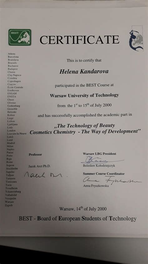 Helena Kandarova Ert On Linkedin This Was My First Certificate From A