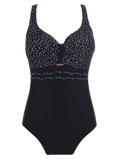 Andzhelika Plus Size Swimwear Dot V Neck One Piece Swimsuit For Women