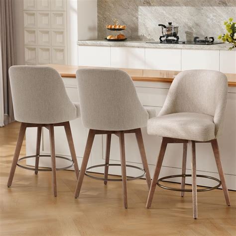 Bekrvio Counter Height Bar Stools Set Of 3 Modern Mid