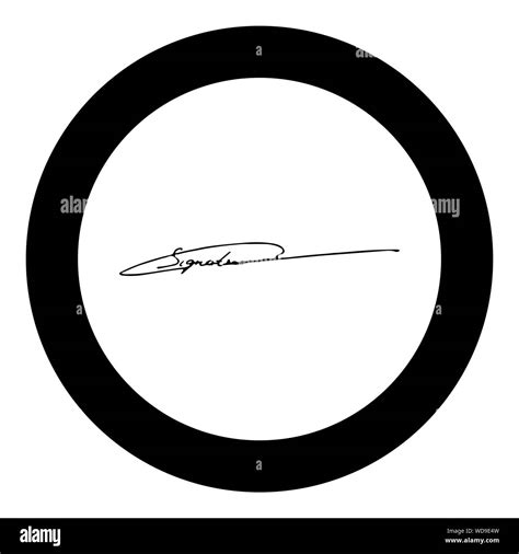 Signature Handwriting Icon In Circle Round Black Color Vector