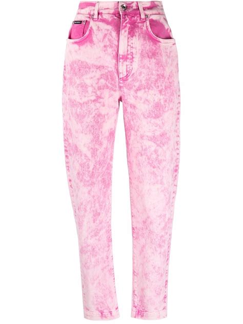 Dolce And Gabbana Amber High Waisted Marble Effect Jeans Farfetch