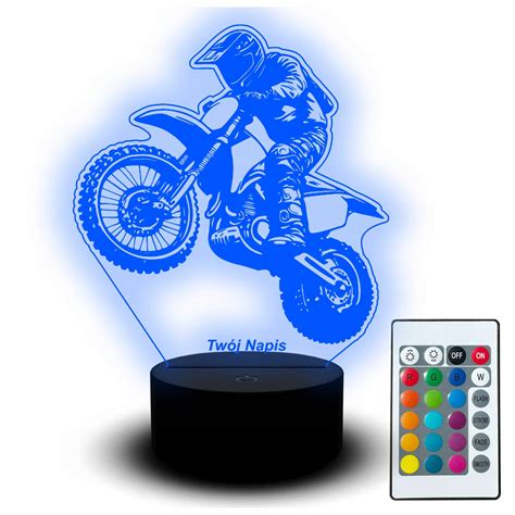 Lampka Nocna LED Statuetka RGB 3D Grawer Motocross Cross Enduro Motor