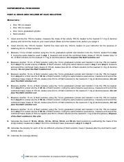 CHM Lab Introduction To Measurement And Graphing Lab Handout Pdf EXPERIMENTAL PROCEDURE