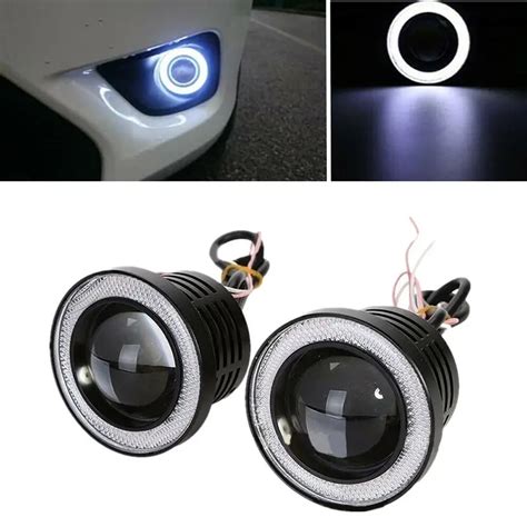 1 3 5 Angel Eyes Led Luz De Nevoeiro Carro Suv Universal Branco Cabe A Condu