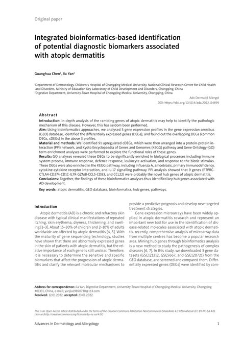 PDF Integrated Bioinformatics Based Identification Of Potential Diagnostic Biomarkers