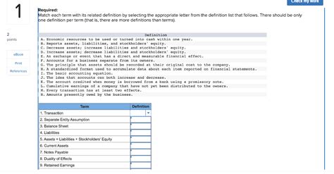 Solved Required Match Each Term With Its Related Definition Chegg
