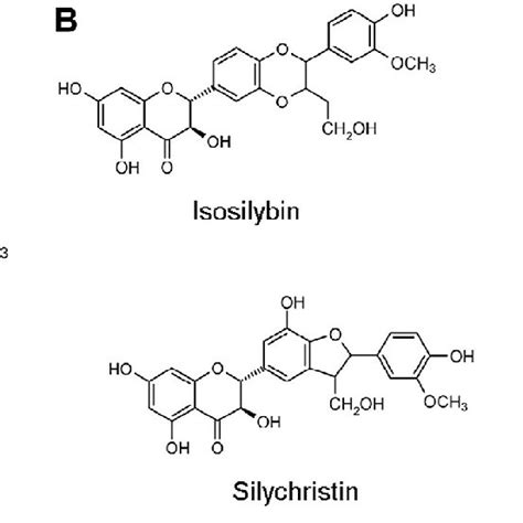 The Chemical Structures Of A Myricitrin And B Silymarin The Major