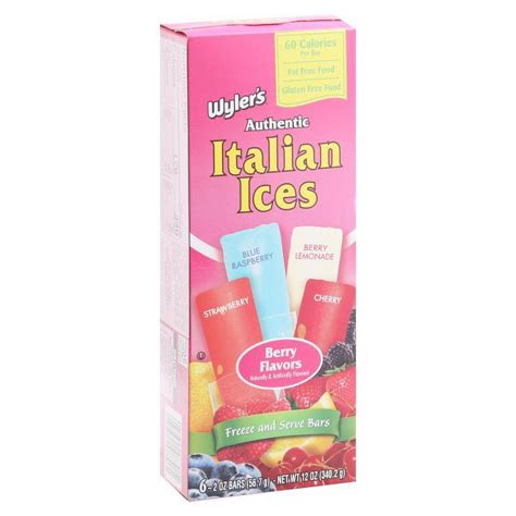 Berry Flavors Authentic Italian Ices Bars Strawberry Blue Raspberry