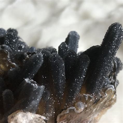 Smokey Quartz Druzy On Orange Calcite Cluster Crystal Aesthetic