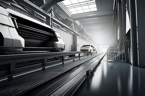 Premium Ai Image Automation Aumobile Factory Concept Robot Assembly Line In Car Manufacturing