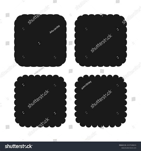 Scallop Edge Rounded Square Icon Set Stock Vector Royalty Free