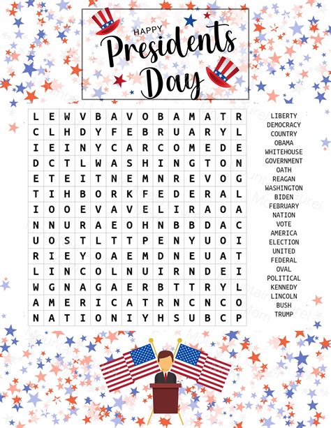 Free Printable Us Presidents Word Search Artofit