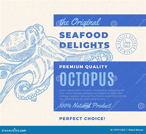 Premium Quality Seafood Delights Abstract Vector Packaging Design Or