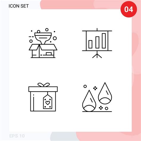 Universal Icon Symbols Group Of 4 Modern Filledline Flat Colors Of Box