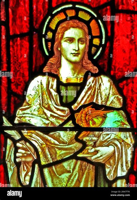 Saint John Holding Wine Cup With Snake Stained Glass Window