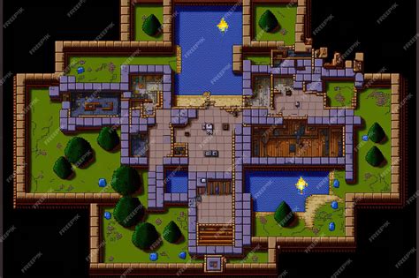 Premium Ai Image Pixel Art Fantasy Rpg Game Map Top View Background