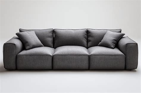 Modern Gray Sofa On White Background Premium AI Generated Image