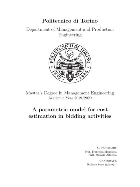 A Parametric Model For Cost Estimation In Bidding Activities Pdf