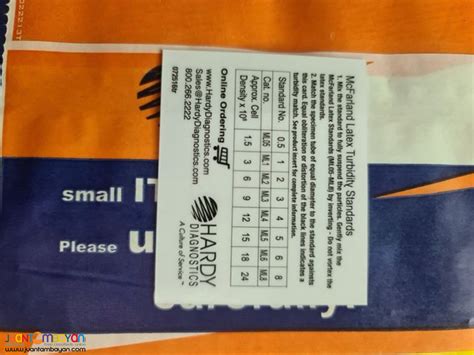 Wickerham Card Hardy Diagnostics Turbidity Mcfarland Standard