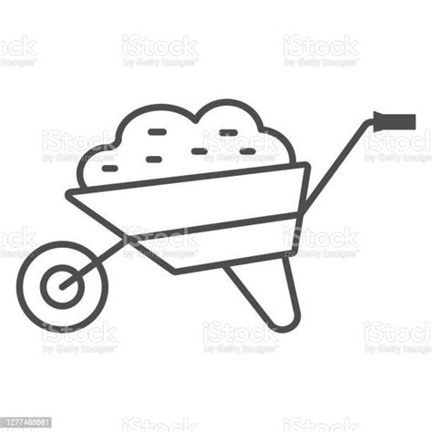 정원 카트 얇은 라인 아이콘 정원과 원예 개념 흰색 배경에 수레 표지판 모바일 개념 및 웹 디자인을위한 윤곽 스타일의 지상 아이콘트롤리 벡터 그래픽 건설 산업에 대한 스톡