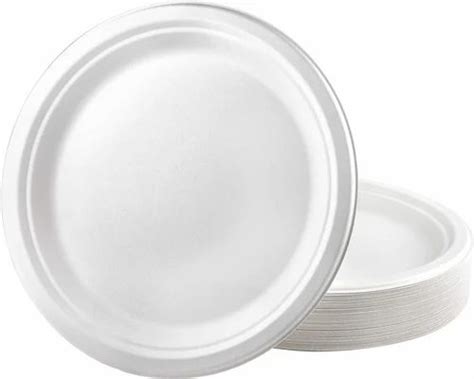 10 Inch White Plain Round Bagasse Plates At 3 90 Piece Bagasse