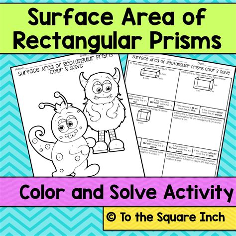 surface area color and solve to the square inch