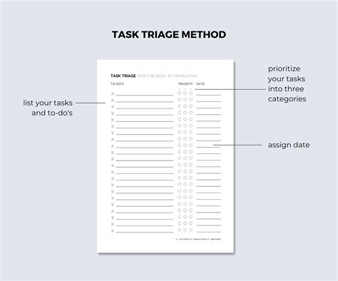 Task Triage Printable To Do List Printable Rain Dump Task List Task