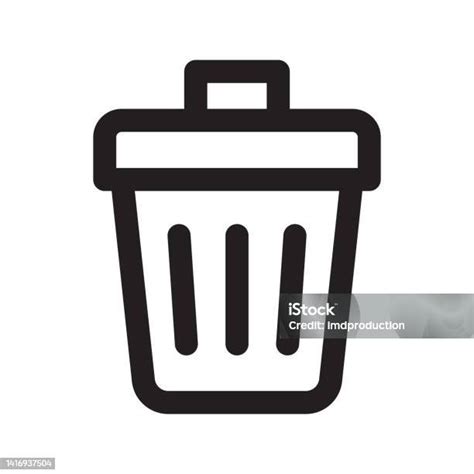 Trash Can Outline Icon Trash Bin Vector Illustration向量圖形及更多垃圾桶圖示圖片 Istock