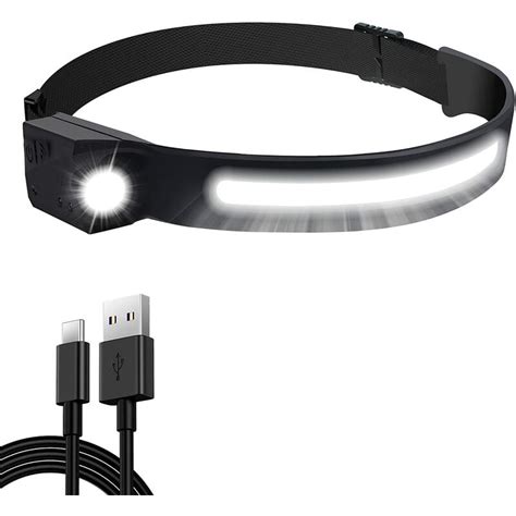 Led Headlamp Usb Rechargeable 1200mah Waterproof Cob Xpe Head Torch 5