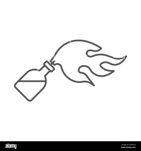 Fire Cocktail Bottle Or Molotov Vector Icon Symbol Weapon Isolated On