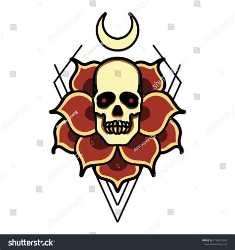 Skull Rose Tattoo Vector Design Illustration Stock Vector Royalty Free