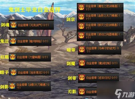 Dnf全职业角色毕业白金徽章大全 全职业角色毕业白金徽章怎么选择dnf手游九游手机游戏