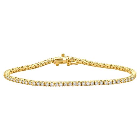 14 Karat Yellow Gold Diamond Tennis Bracelet For Sale At 1stdibs