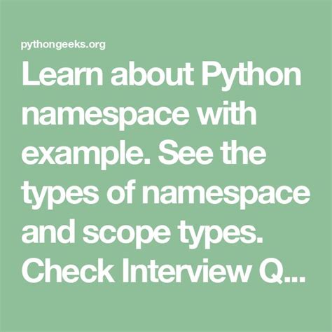 Learn About Python Namespace With Example See The Types Of Namespace