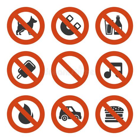 Prohibited Signs Set Vector Stock Vector Illustration Of Match