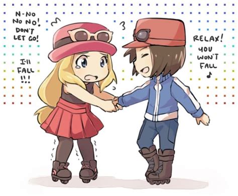 Calem Teaching Serena To Roller Skate Pokemon X And Y Ash Pokemon